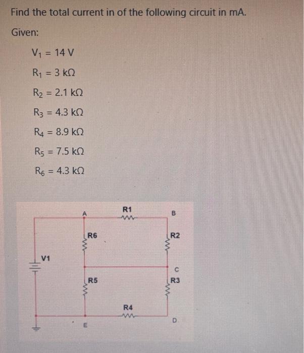 Solved Find the total current in of the following circuit in | Chegg.com