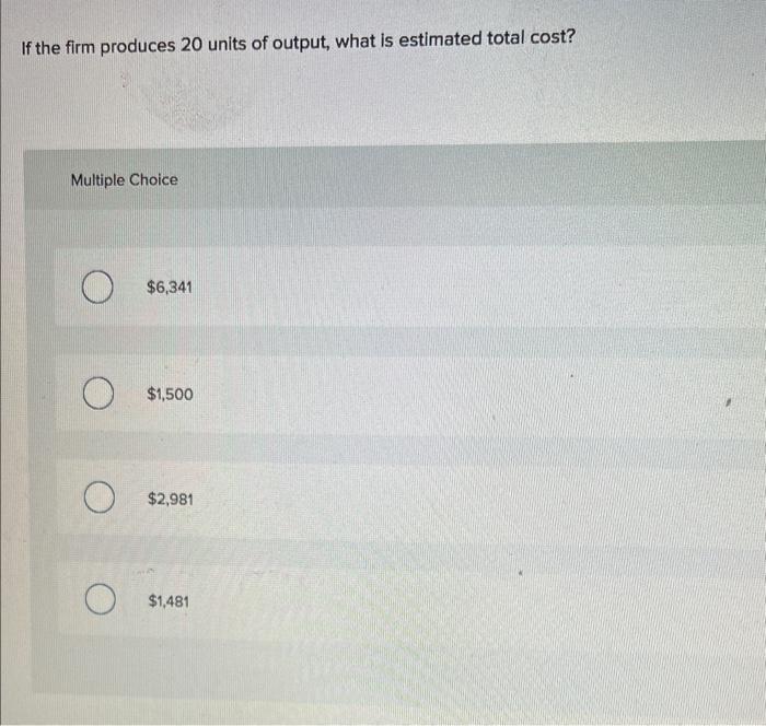 Solved A firm estimated its short-run costs using an average | Chegg.com
