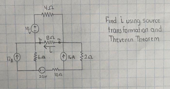 Solved Find i using source transformation and Thevenin | Chegg.com
