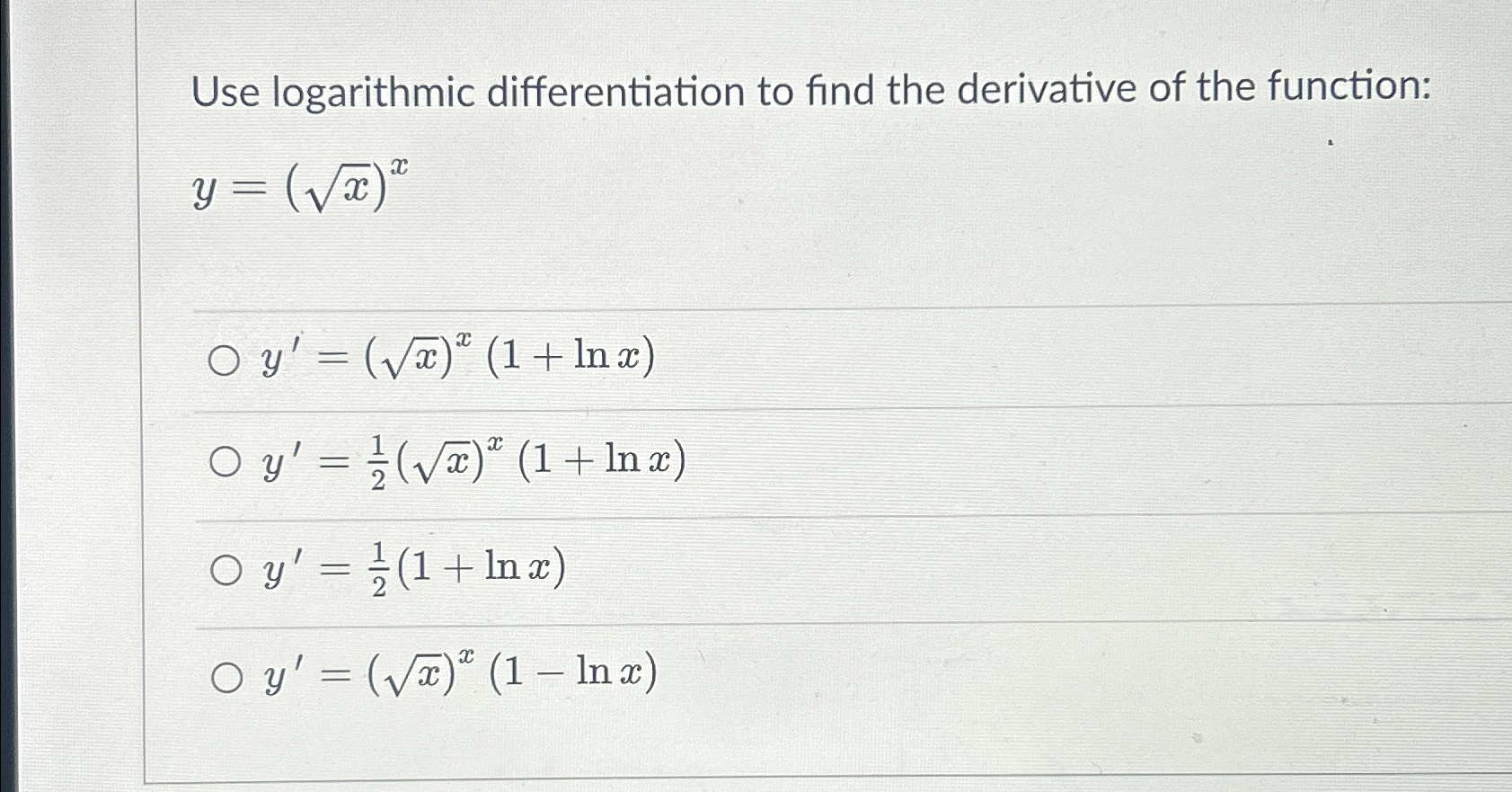 Solved Use logarithmic differentiation to find the | Chegg.com