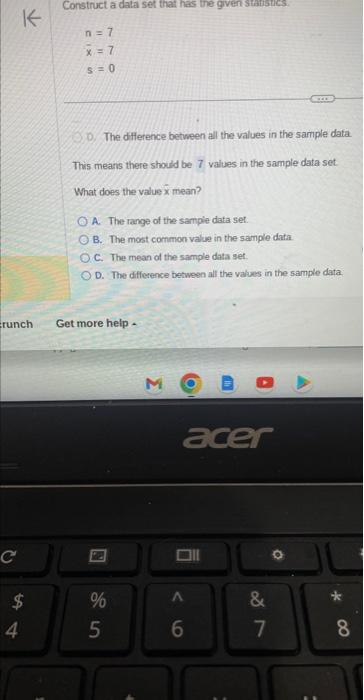 Solved Construct a data set that has the given statistics. | Chegg.com