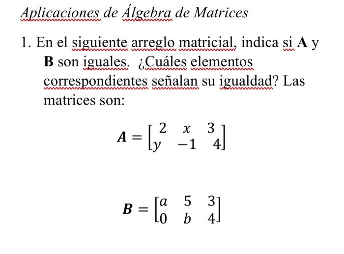 Solved Aplicaciones de Álgebra de Matrices 1. En el | Chegg.com