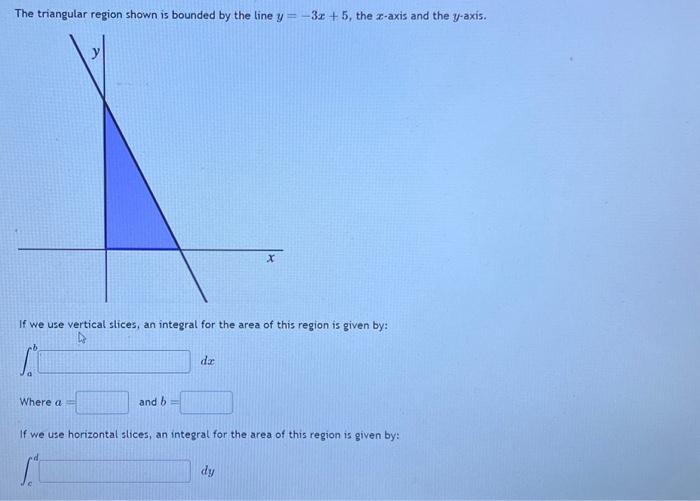 Solved The triangular region shown is bounded by the line | Chegg.com
