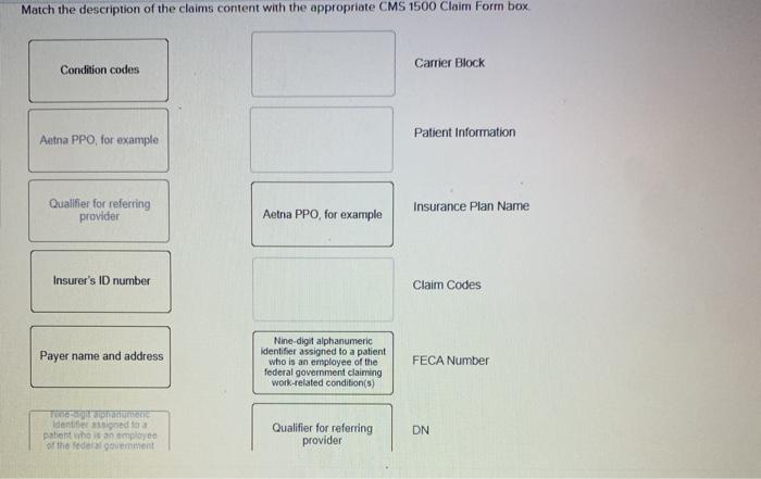 Solved Match the description of the claims content with the | Chegg.com