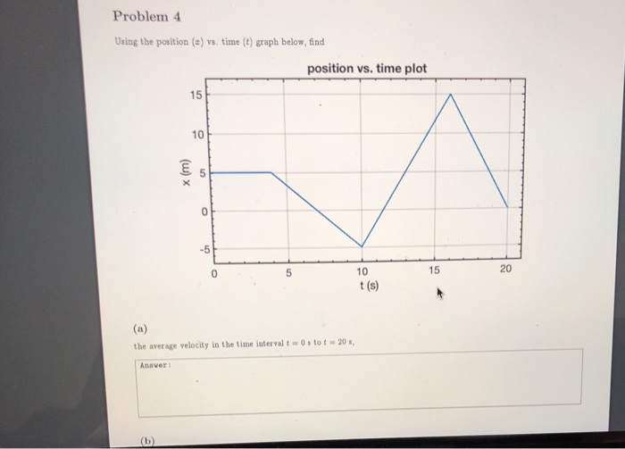 Solved Problem 4 Using the position (x) vs. time (t) graph | Chegg.com