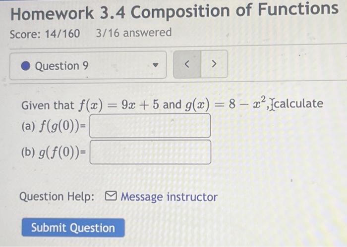 Solved Homework 3.4 Composition of Functions Score: | Chegg.com