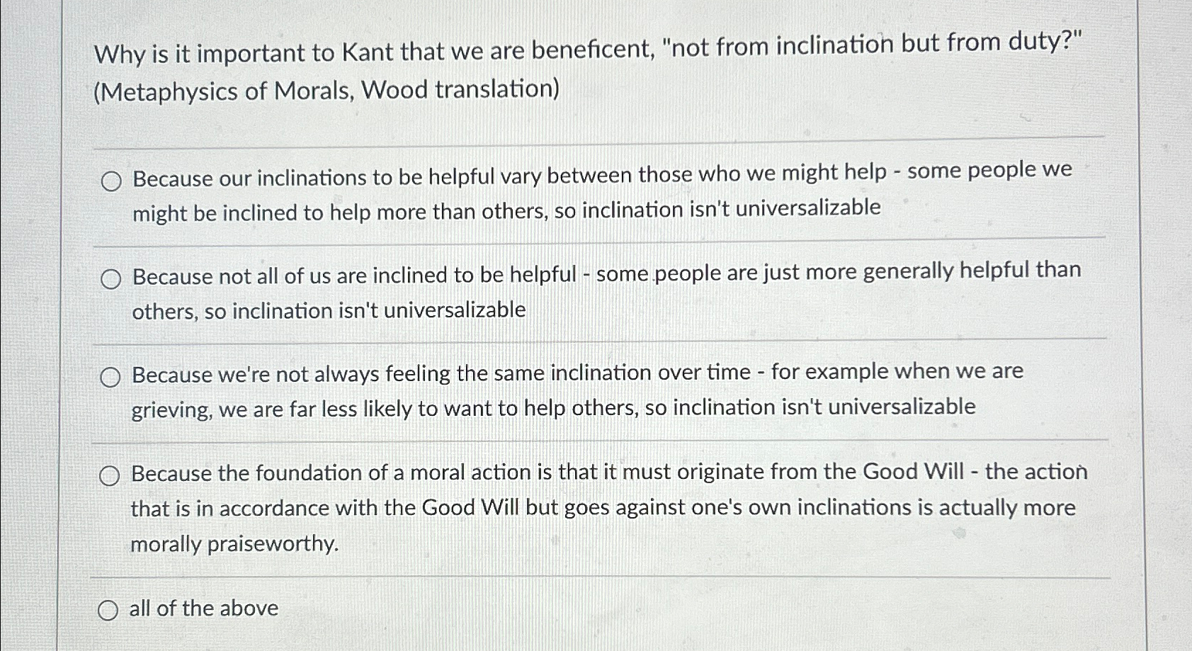 Solved Why is it important to Kant that we are beneficent, | Chegg.com