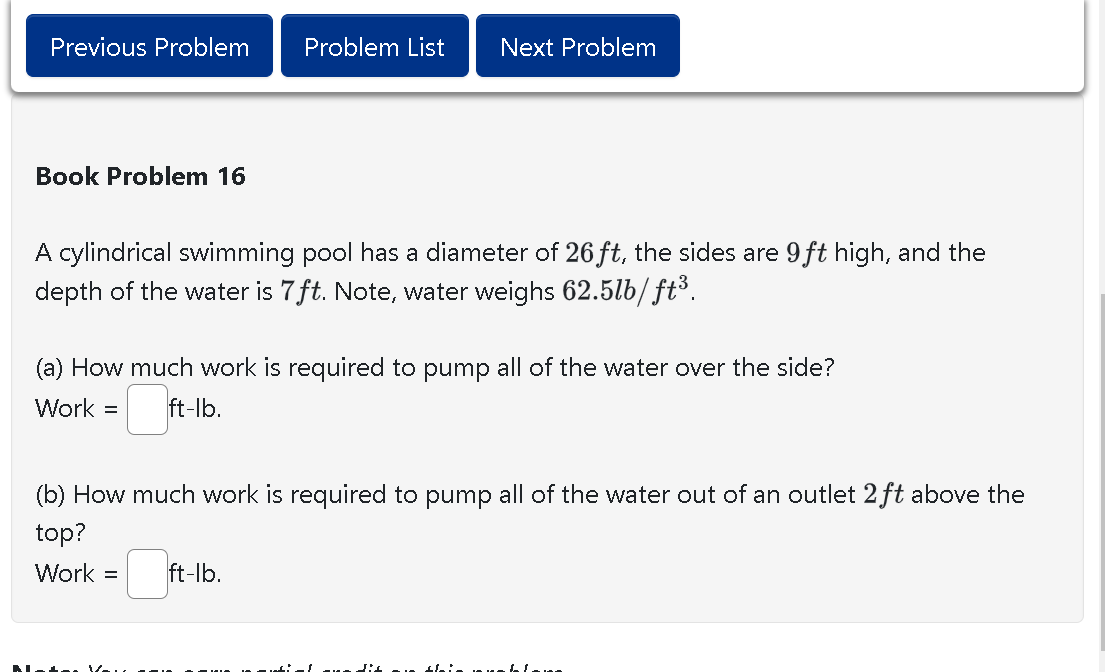 Solved Book Problem 16A cylindrical swimming pool has a | Chegg.com
