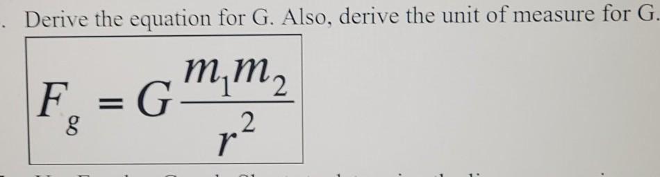 Solved · Derive the equation for G. Also, derive the unit of | Chegg.com