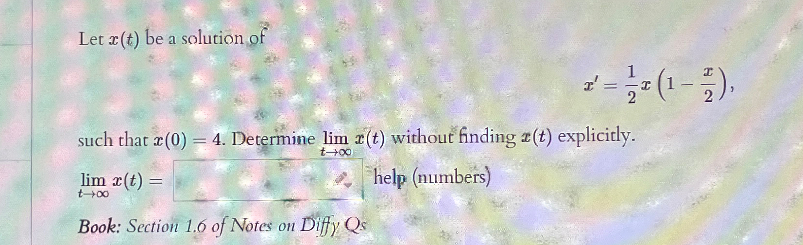 Solved Let x(t) ﻿be a solution ofx'=12x(1-x2)such that | Chegg.com