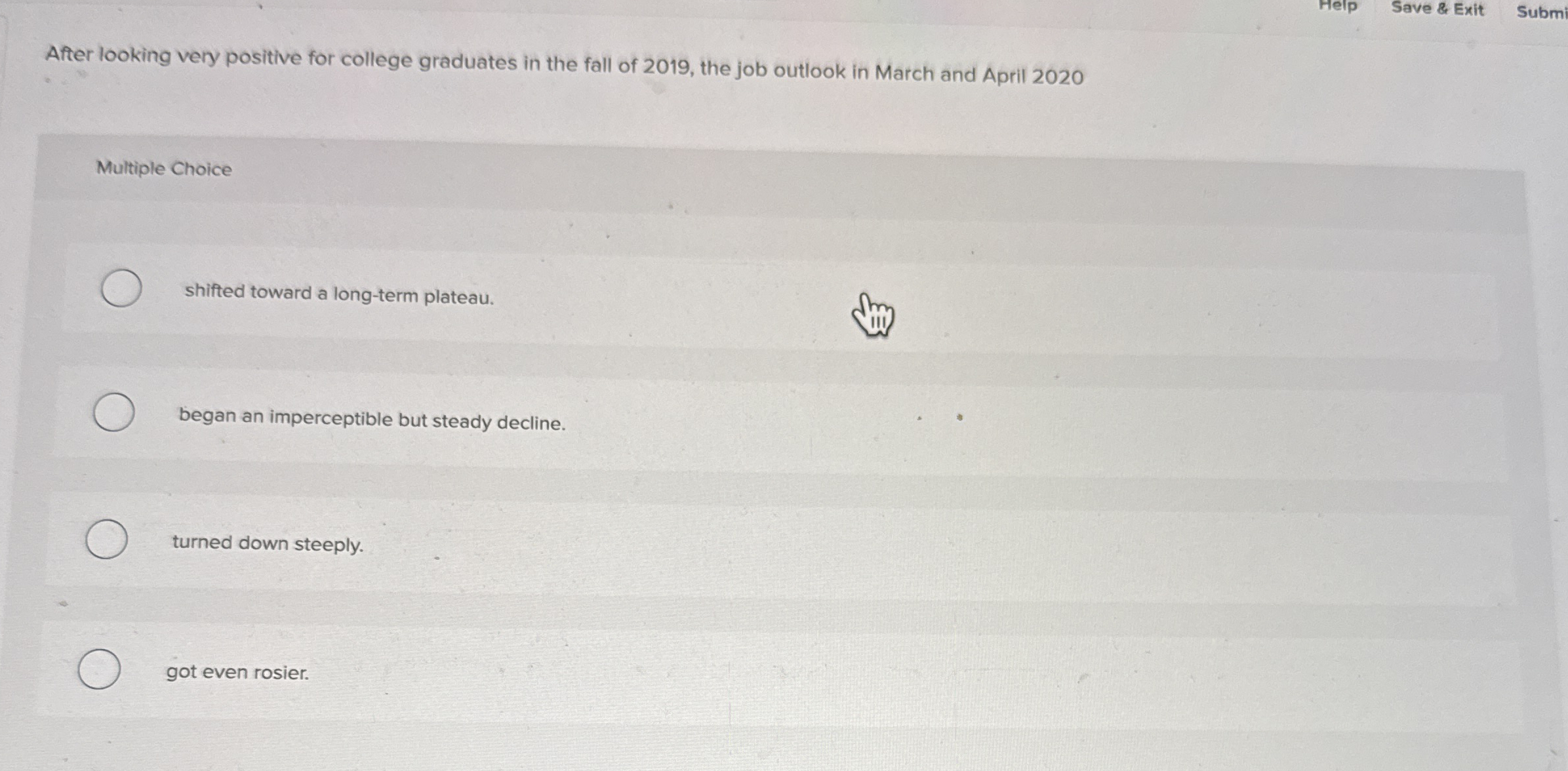 Solved HelpSave & ExitSubmiAfter looking very positive for | Chegg.com