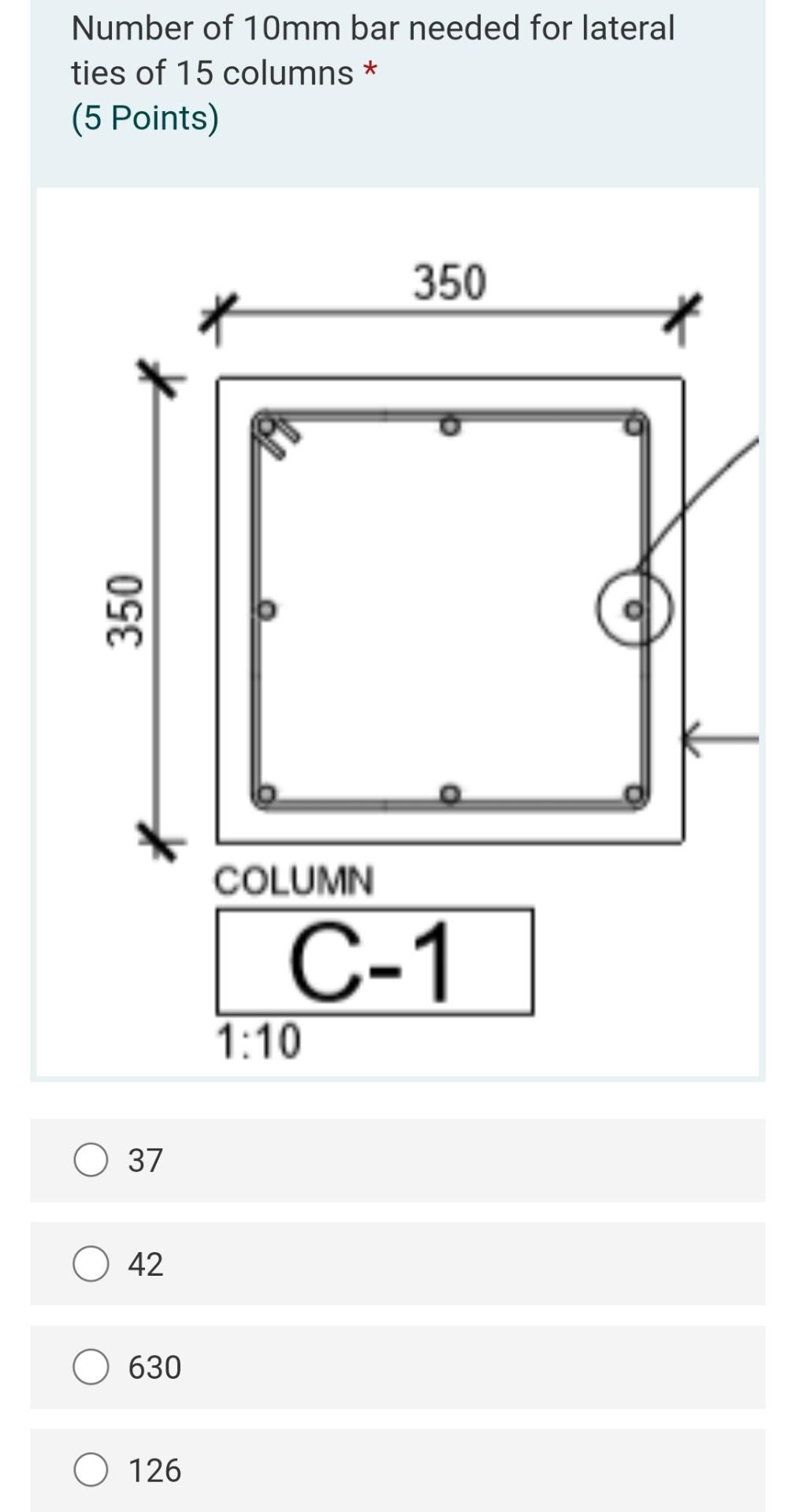 Solved Number of 10mm bar needed for lateral ties of 15 | Chegg.com