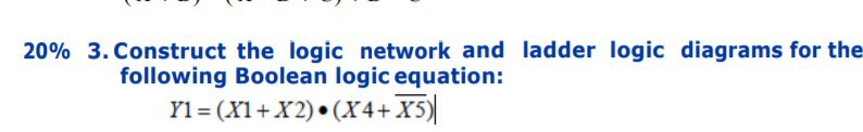 Solved 20% 3. Construct the logic network and ladder logic | Chegg.com