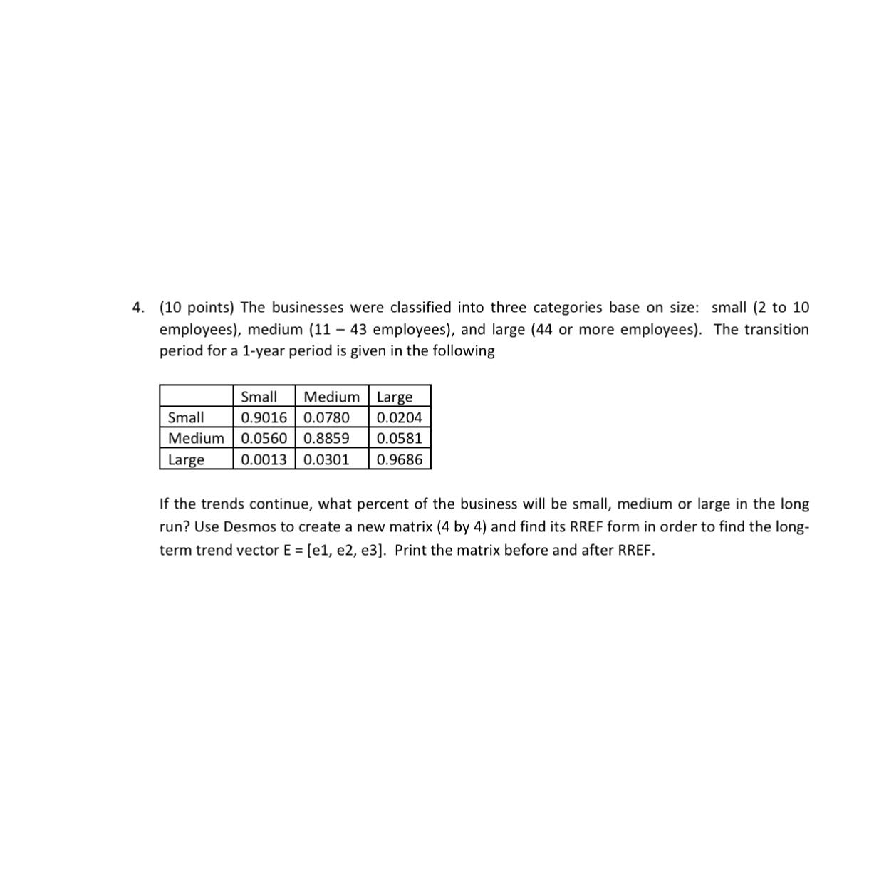 Solved !Please include 4x4 ﻿Matrix! ﻿The businesses were | Chegg.com