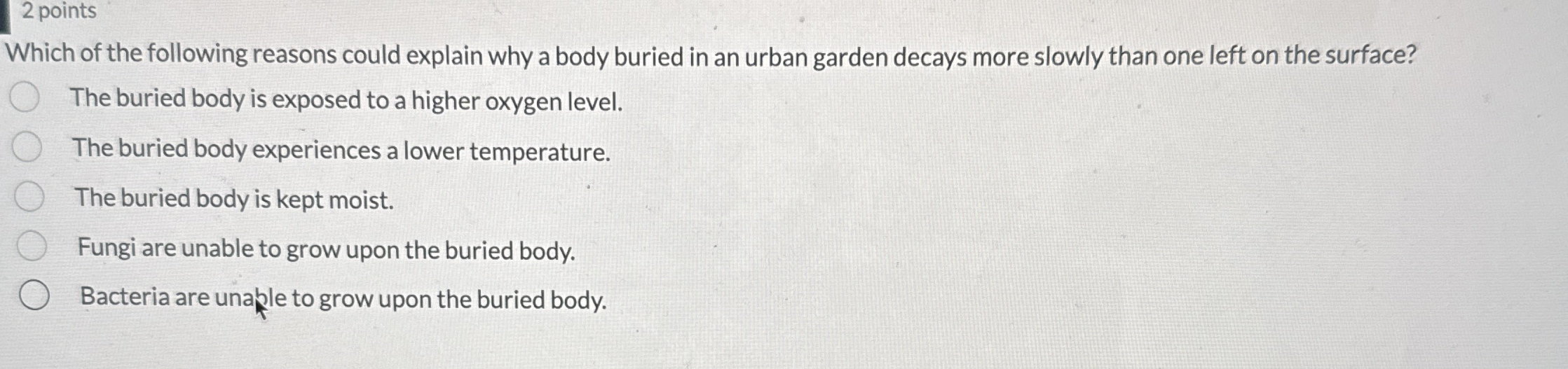 Solved 2 ﻿pointsWhich of the following reasons could explain | Chegg.com
