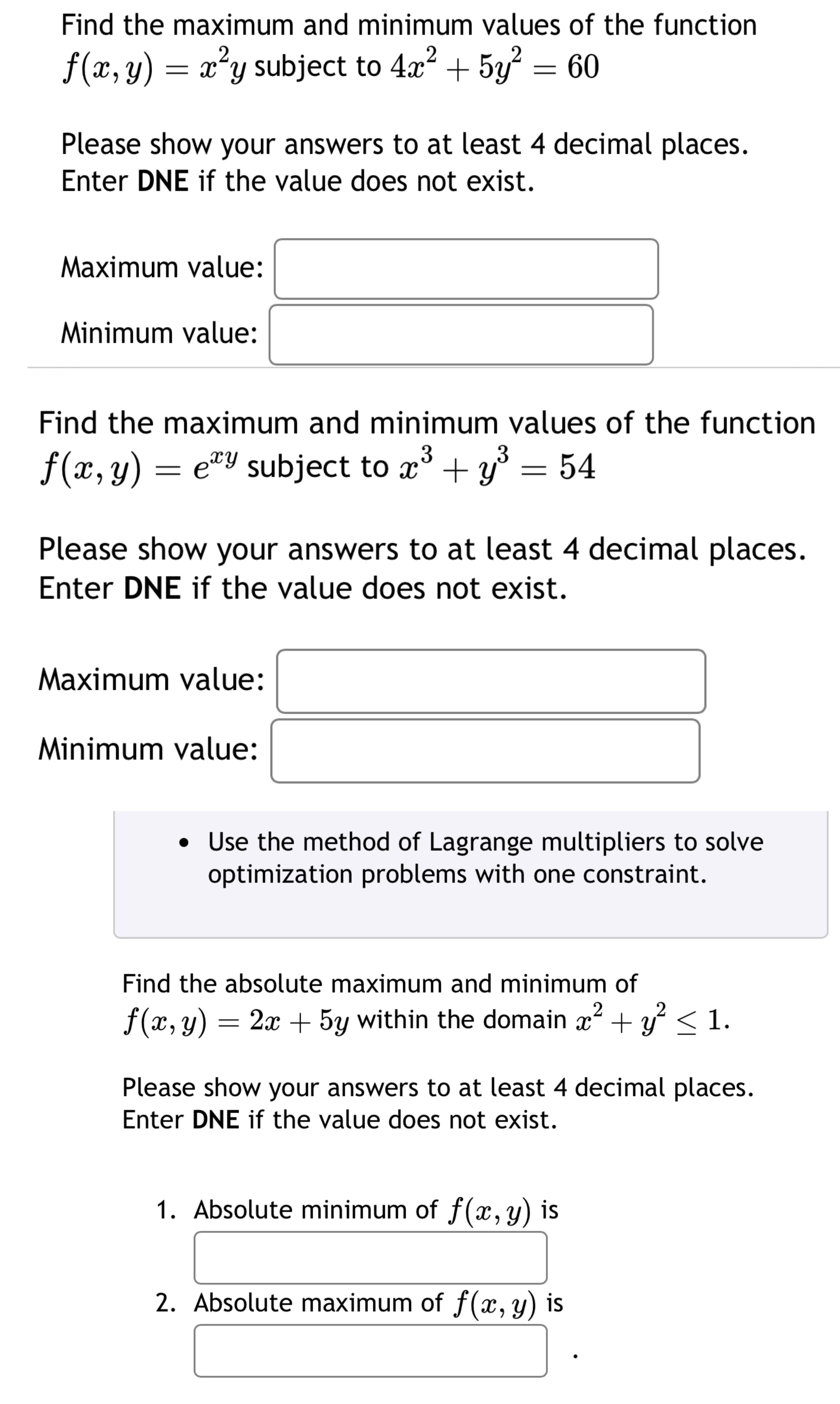 Find the maximum and minimum values of the function | Chegg.com