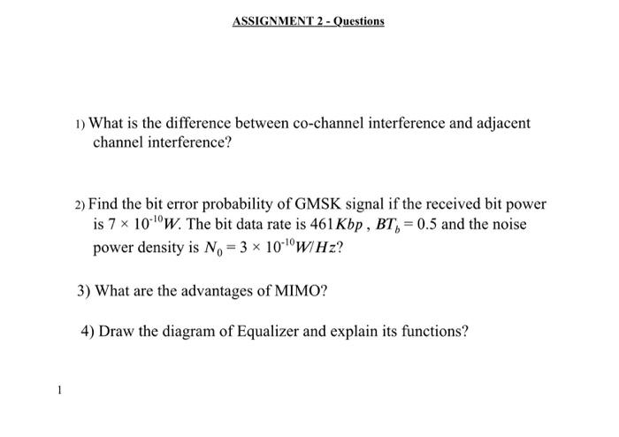 Solved ASSIGNMENT 2 - Questions 1) What is the difference | Chegg.com