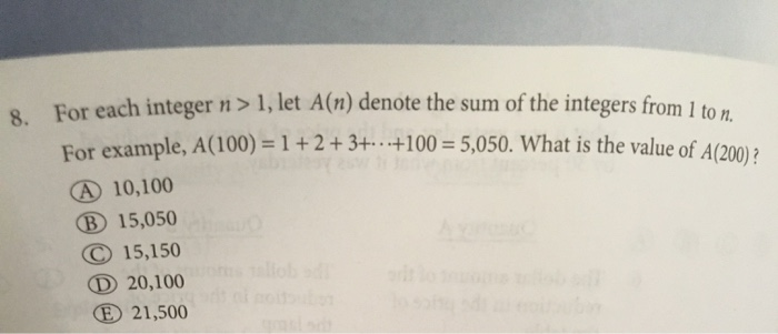 Solved 8. For each integer n > 1, let A(n) denote the sum of | Chegg.com