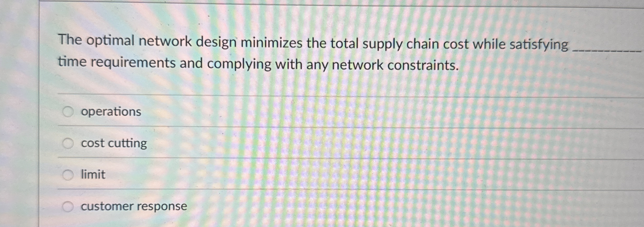 Solved The optimal network design minimizes the total supply | Chegg.com