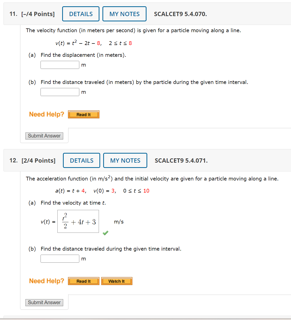 Solved Whats the correct answer?The velocity function (in | Chegg.com