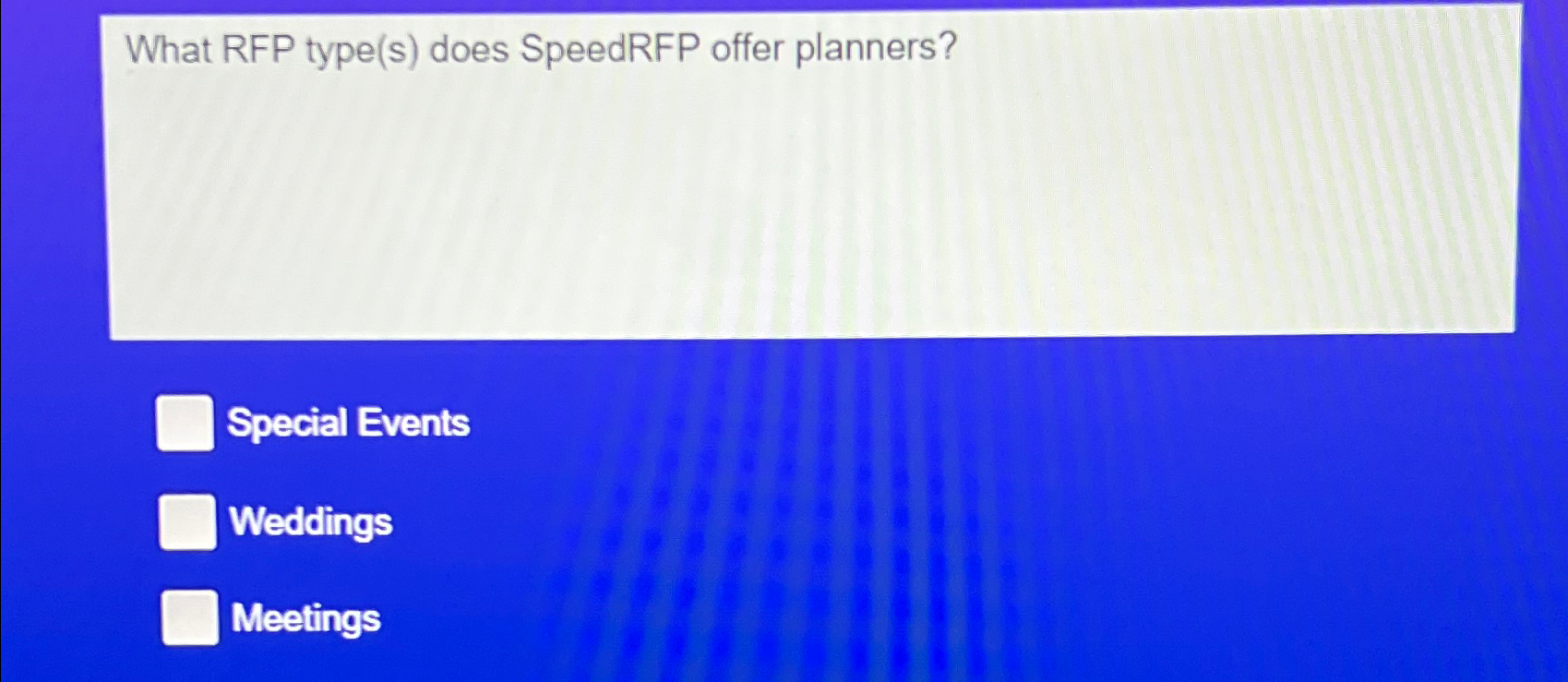 Solved What RFP type(s) ﻿does SpeedRFP offer | Chegg.com