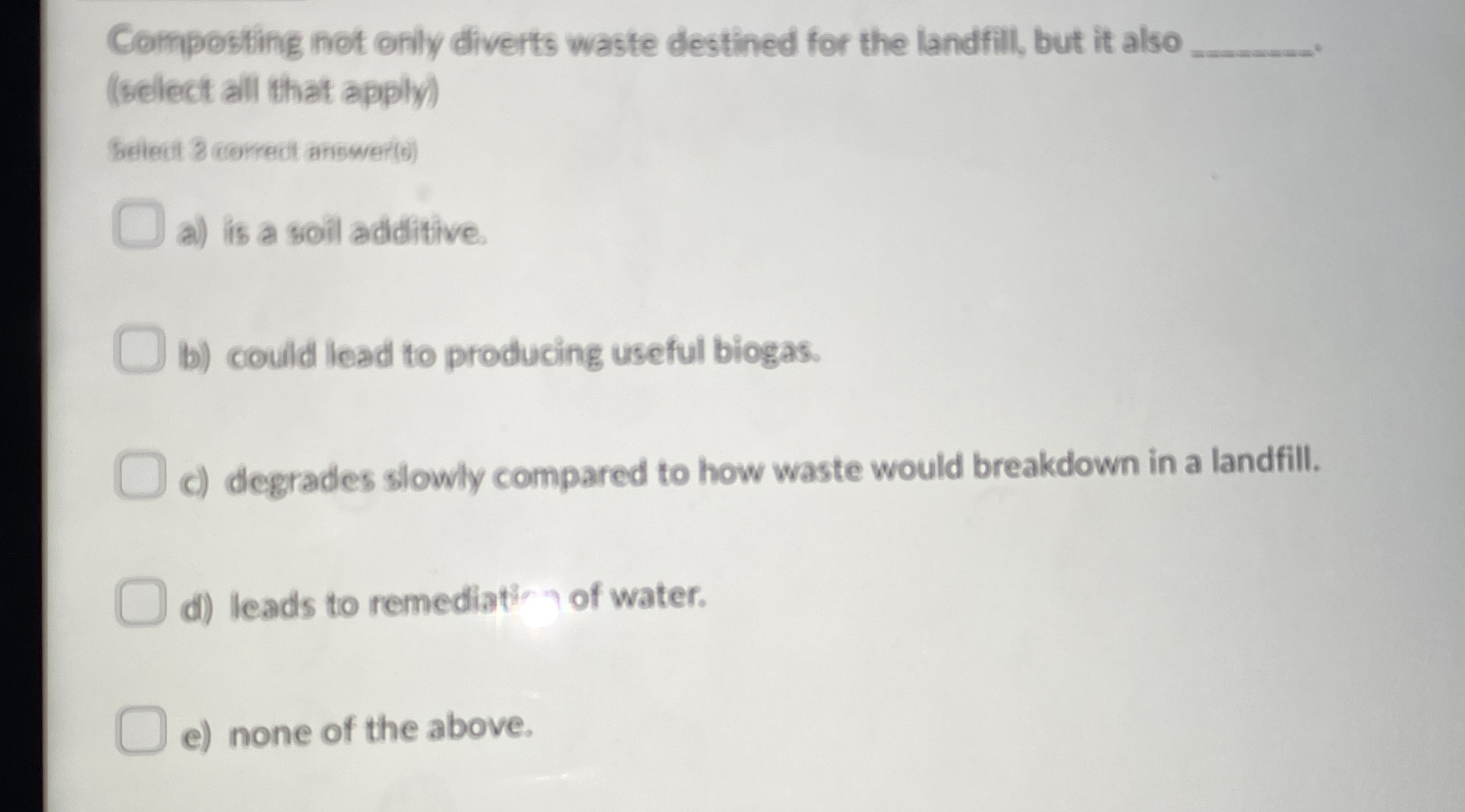 Solved Composting not onily diverts waste destined for the | Chegg.com