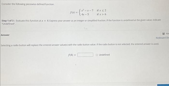 Solved Consider the following piecewise-defined function. | Chegg.com