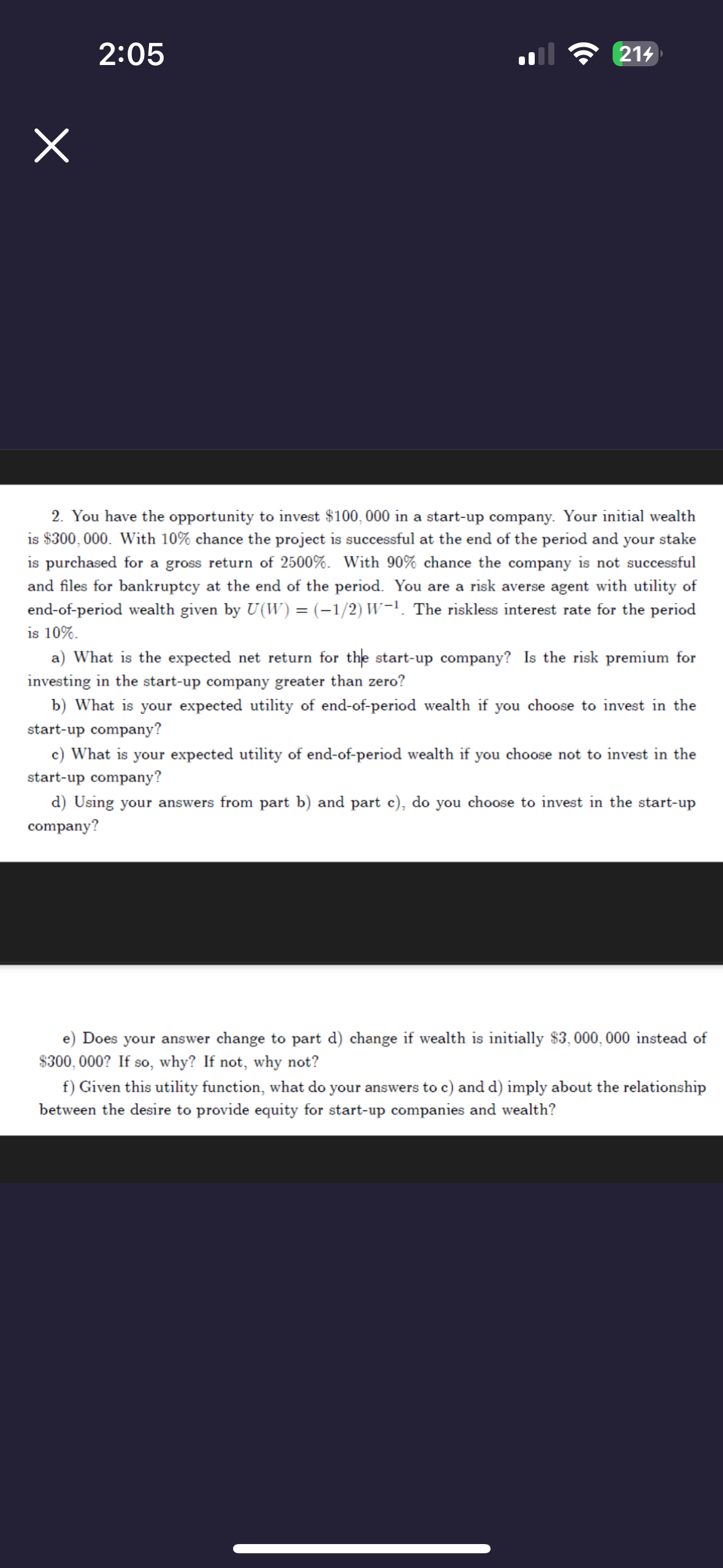 Solved e) ﻿Does your answer change to part d) ﻿change if | Chegg.com