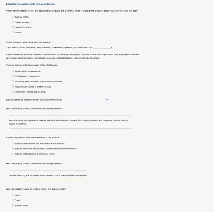 1. Routine Messages: E-maik, Memos, and Letters | Chegg.com