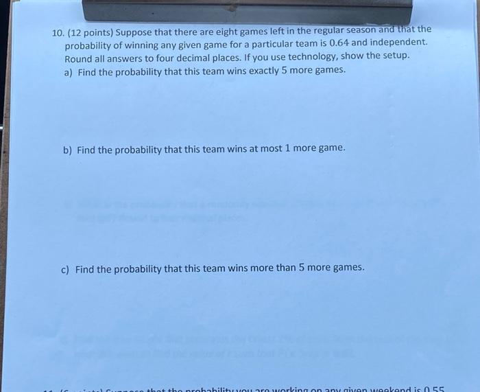 Solved 10. (12 points) Suppose that there are eight games | Chegg.com