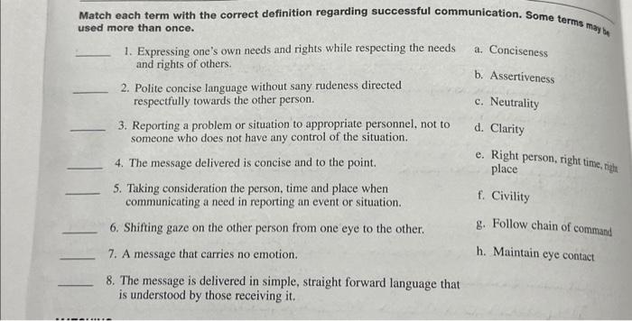Solved Match each term with the correct definition regarding | Chegg.com