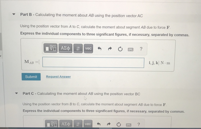 Solved Part B - Calculating the moment about AB using the | Chegg.com