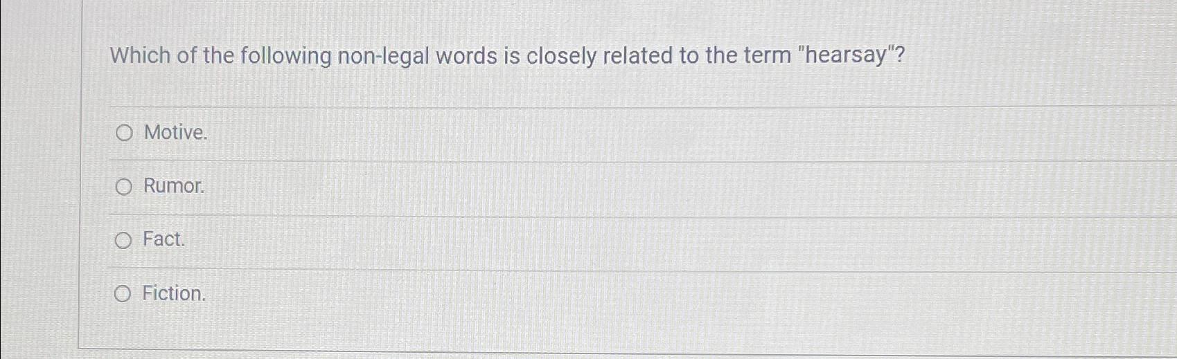 Solved Which of the following non-legal words is closely | Chegg.com