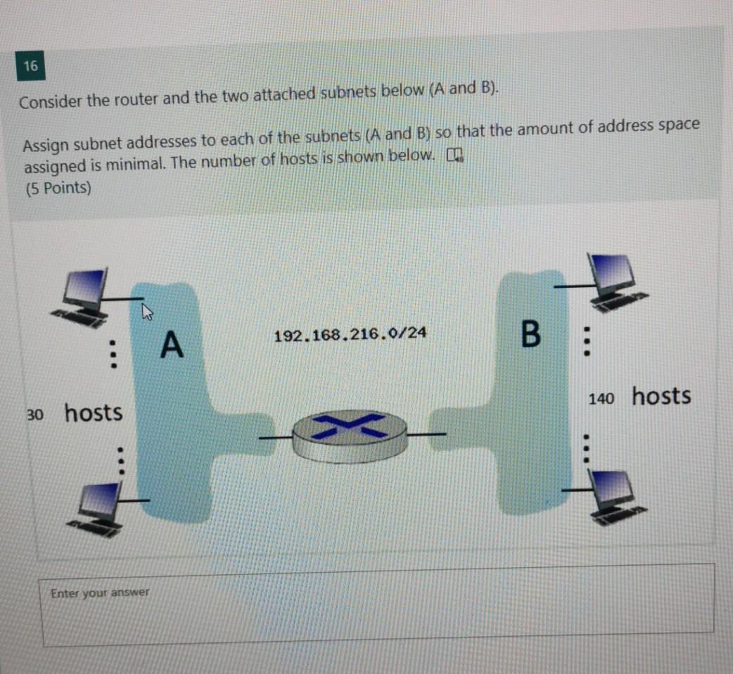 Solved 16 Consider the router and the two attached subnets | Chegg.com