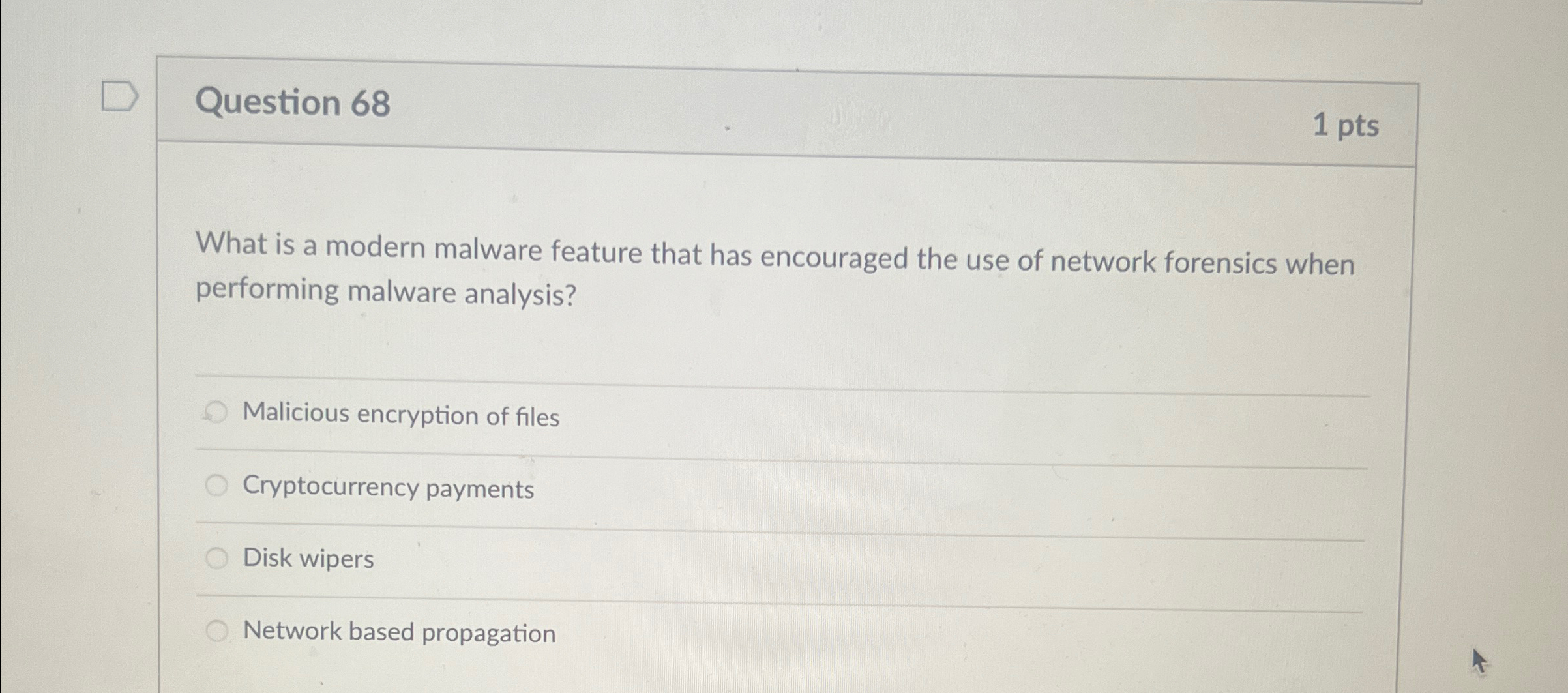 Solved Question 681 ﻿ptsWhat is a modern malware feature | Chegg.com