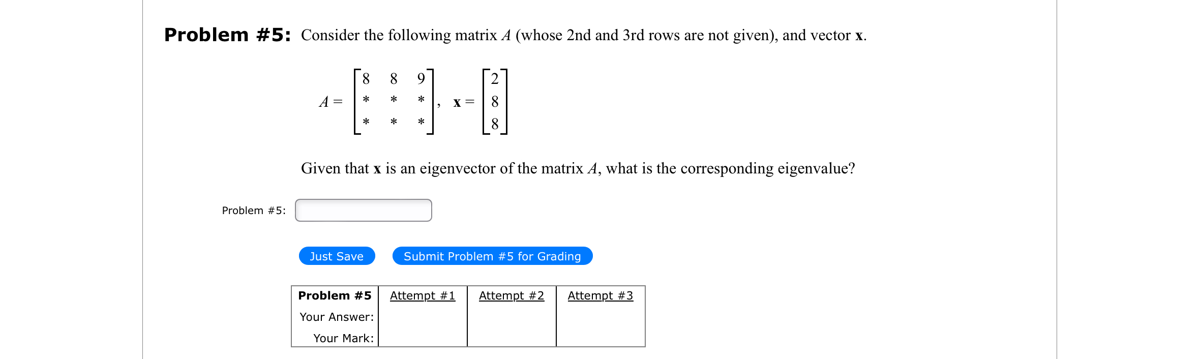 Solved Problem #5: Consider the following matrix A (whose | Chegg.com