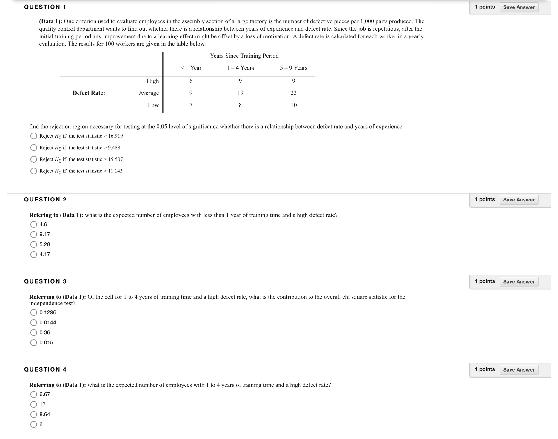 Solved QUESTION 1(Data 1): One criterion used to evaluate | Chegg.com