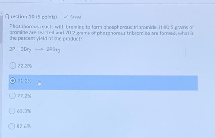 Solved Question 10 (5 points) Saved Phosphorous reacts | Chegg.com
