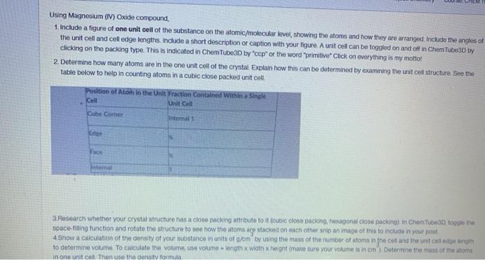 Solved Using Magnesium (IV) Oxide compound, 1. Include a | Chegg.com
