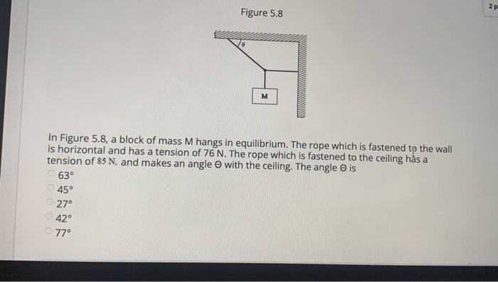 Solved Figure 5.8 In Figure 5.8, a block of mass M hangs in | Chegg.com