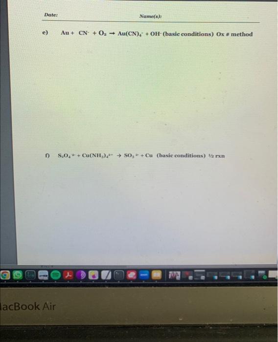 Solved 1. Balance each equation. Use the oxidation number | Chegg.com
