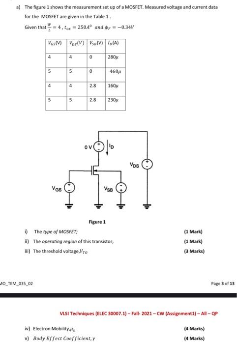 Solved a) The figure 1 shows the measurement set up of a | Chegg.com