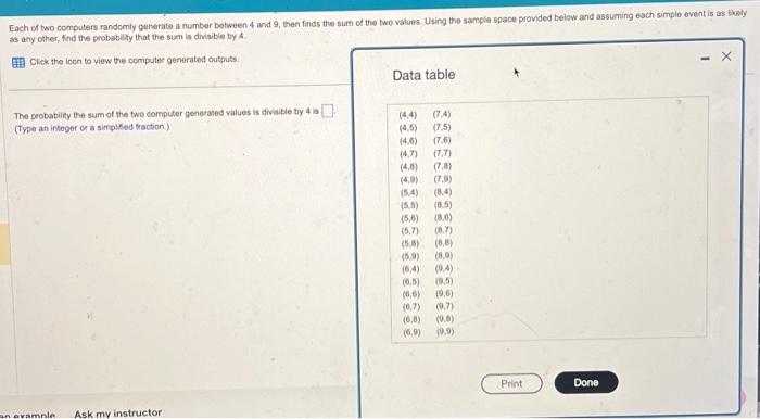 Solved Each of two computers randomly generate a number | Chegg.com