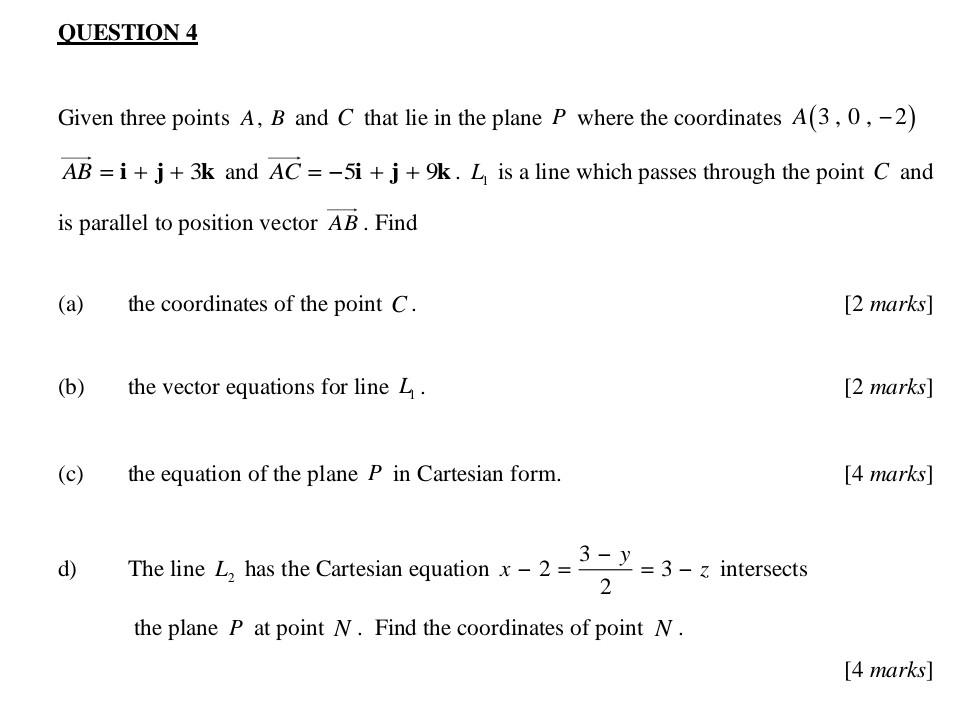 Solved Given three points A,B and C that lie in the plane P | Chegg.com