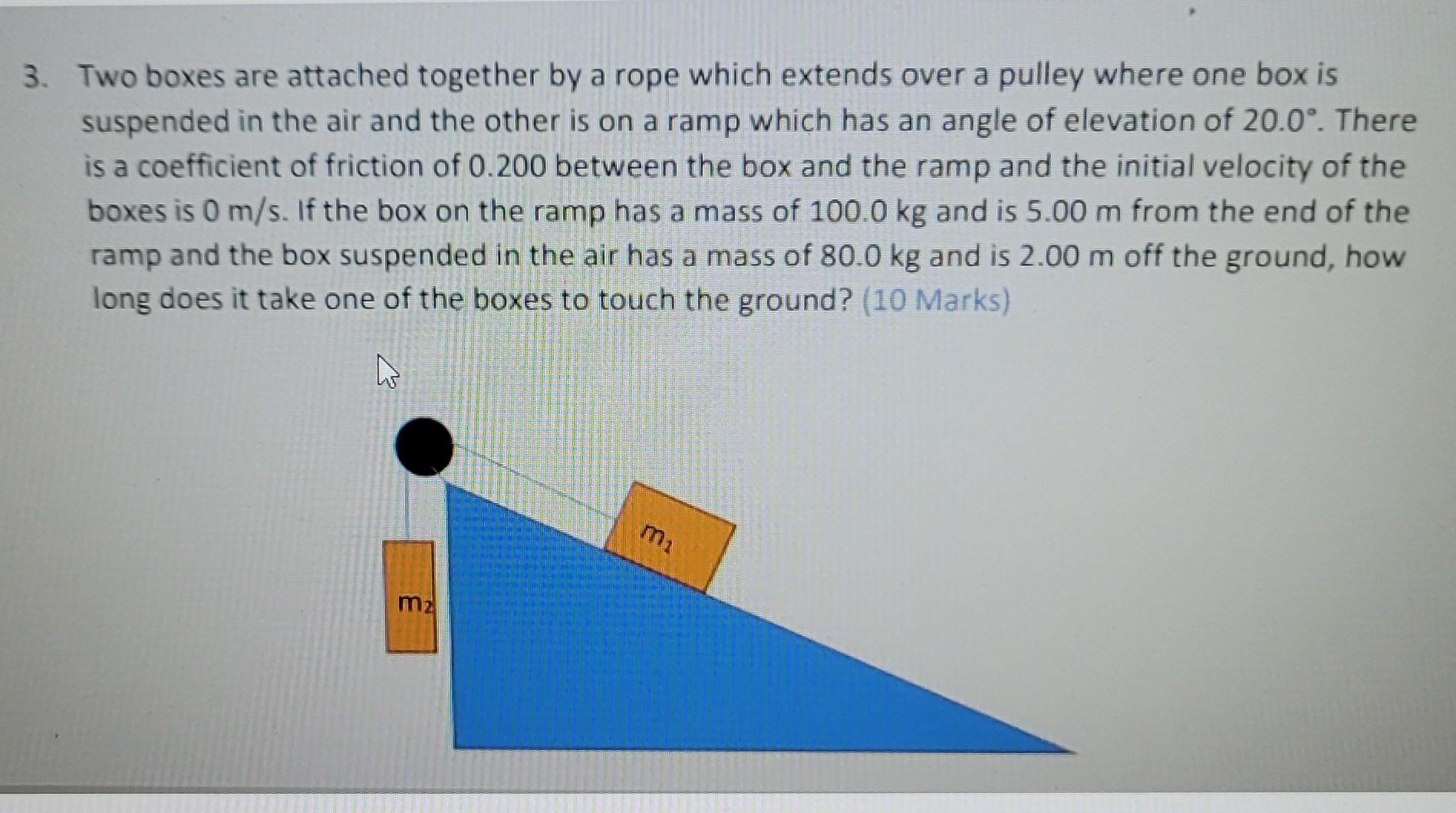 Solved Two boxes are attached together by a rope which | Chegg.com