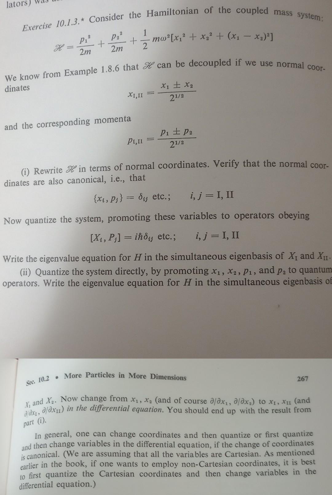 Solved Exercise 10.1.3. * Consider the Hamiltonian of the | Chegg.com