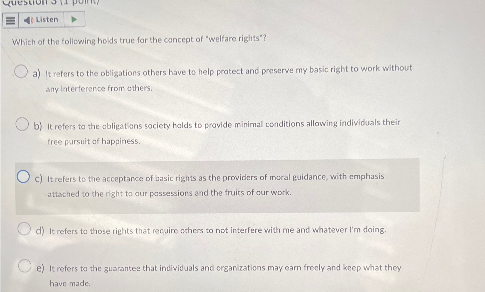 Solved ListenWhich of the following holds true for the | Chegg.com