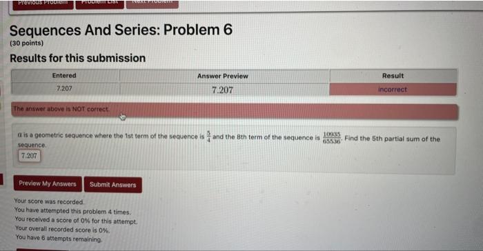 Solved Sequences And Series: Problem 6 (30 points) Results | Chegg.com