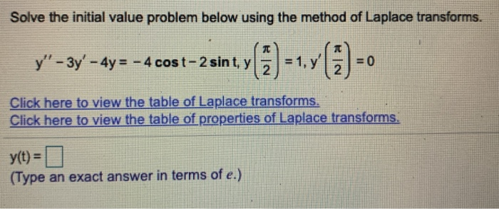 Solved Solve the initial value problem below using the | Chegg.com