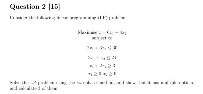 Solved Consider the following linear programming (LP) | Chegg.com